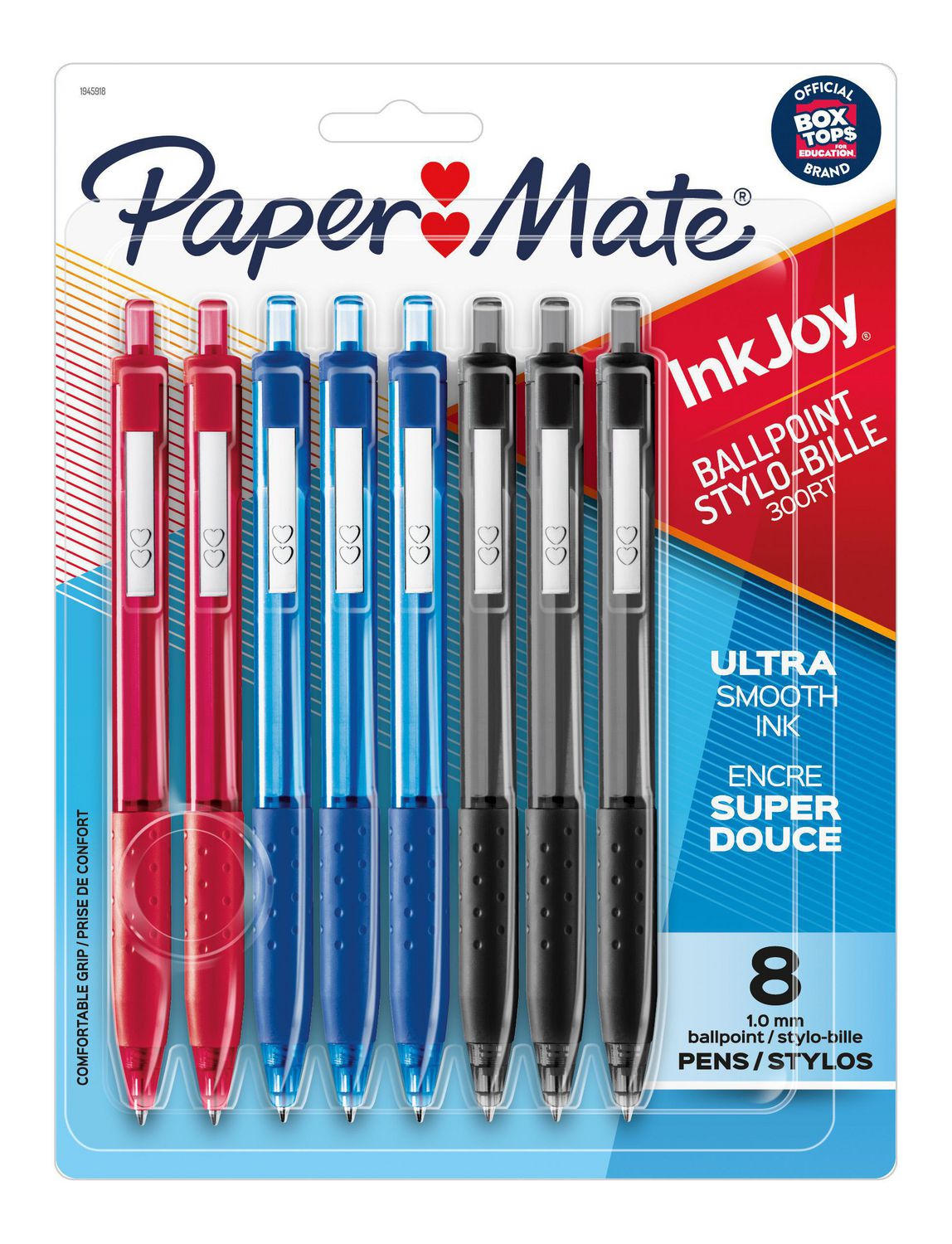 Paper Mate -Stylos à bille rétractables 300RT, pointe moyenne, assorti ...